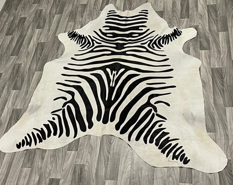 Cowhide Zebra stencil Rug v129 – Texascowhidegallery.com